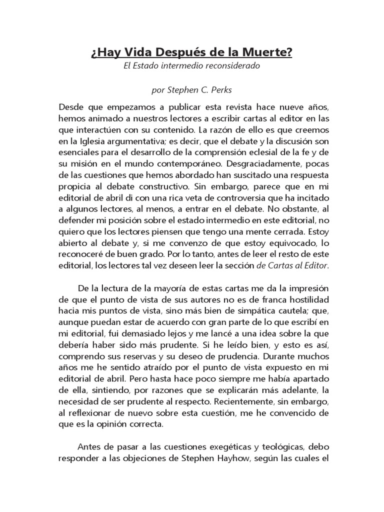 El Estado Intermedio: Una Revisión Teológica | PDF | La resurrección de ...