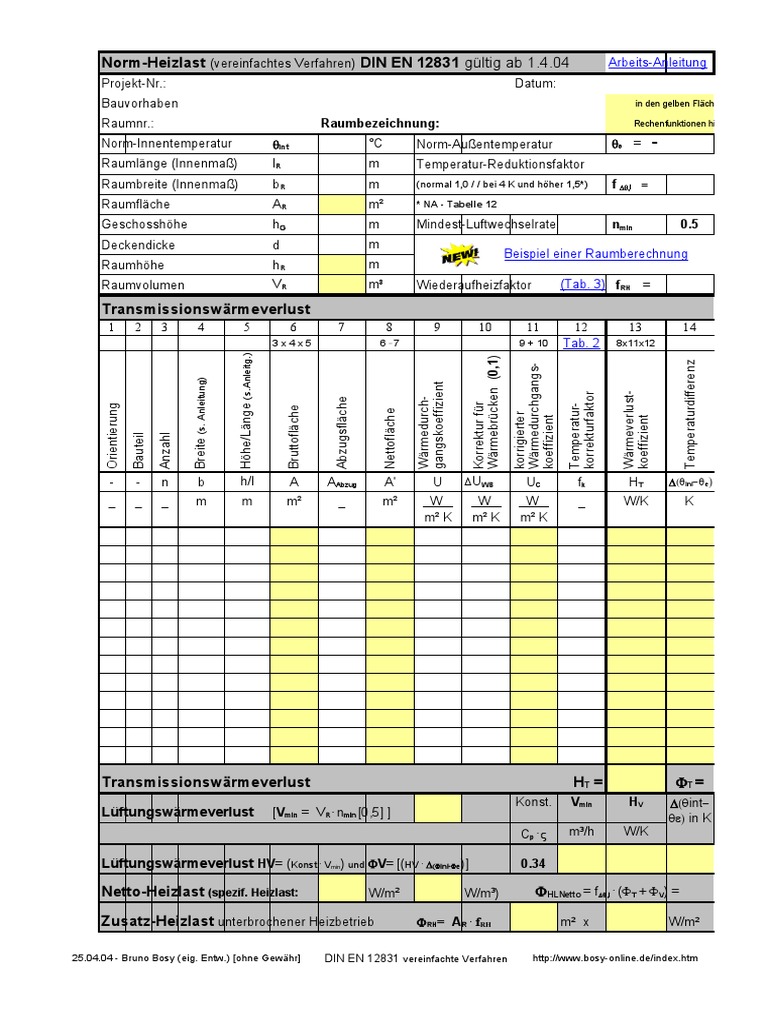 DIN EN 12831-Gubici Oplote | PDF