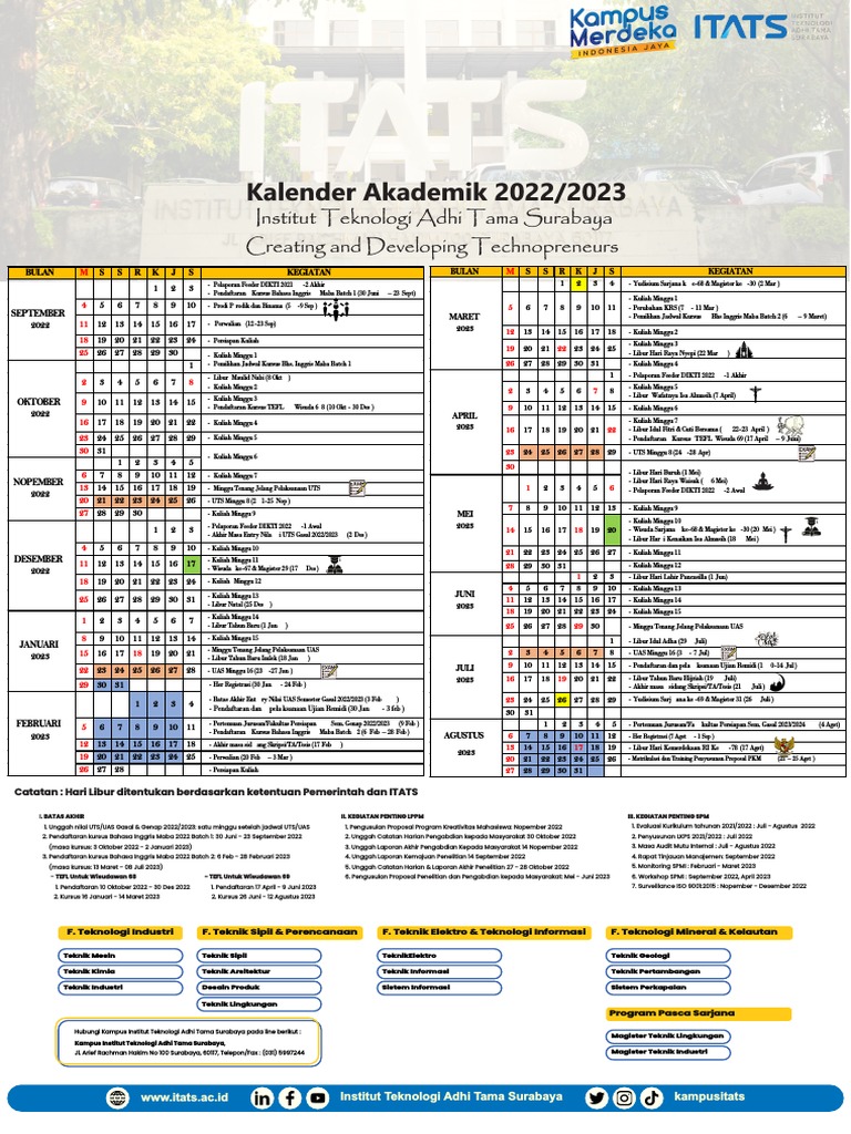 Kalender Akademik ITATS 2022/2023 | PDF