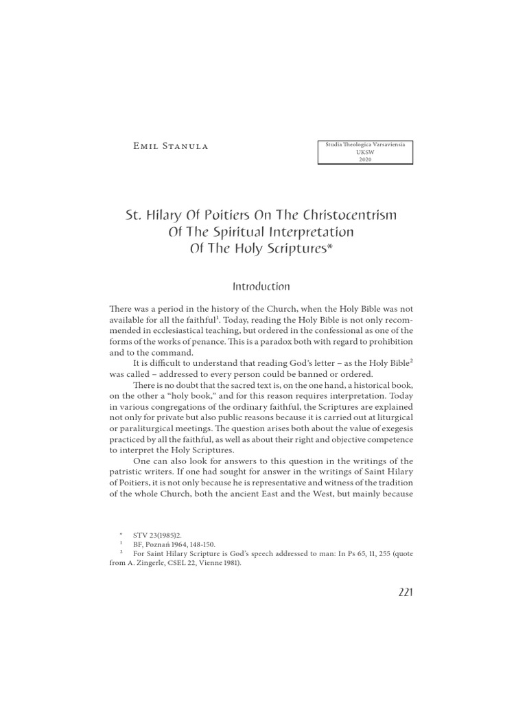 ST Hilary of Poitiers On The Christ | PDF | Jesus | Mary, Mother Of Jesus