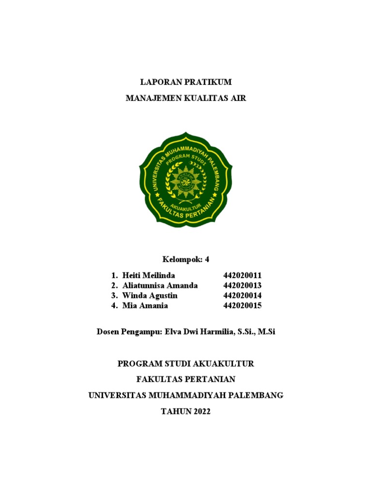 Laporan Praktikum Manajemen Kualitas Air | PDF Laporan Praktikum Manajemen Kualitas Air | PDF