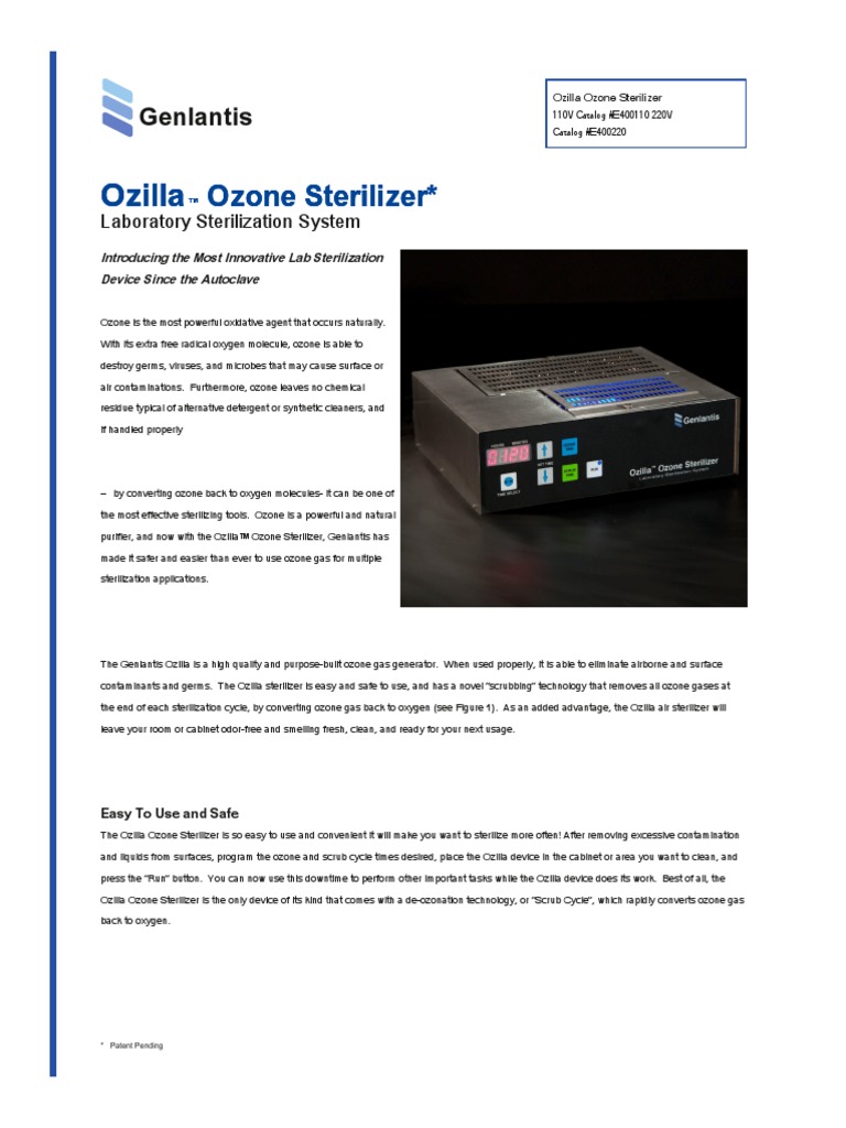 Ozilla-Product-Info en Es | PDF | Sterilization (Microbiology) | Ozone
