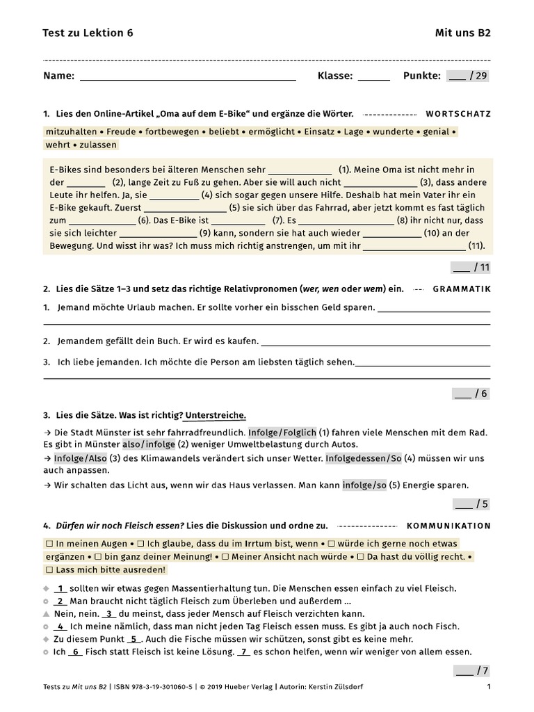 Mit Uns B2 Test LK6 | PDF