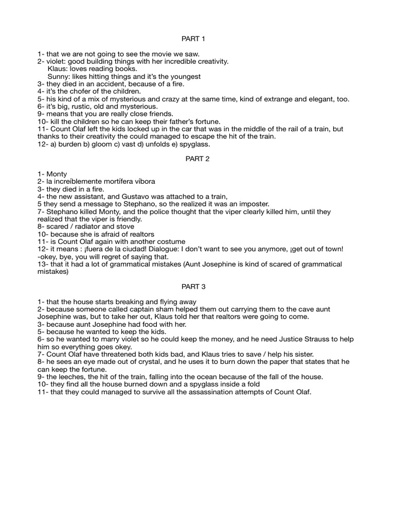 A Series of Unfortunate Events | PDF