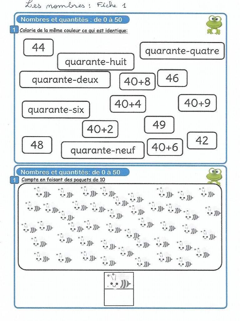Les Nombres - 0 À 49 - Exos | PDF