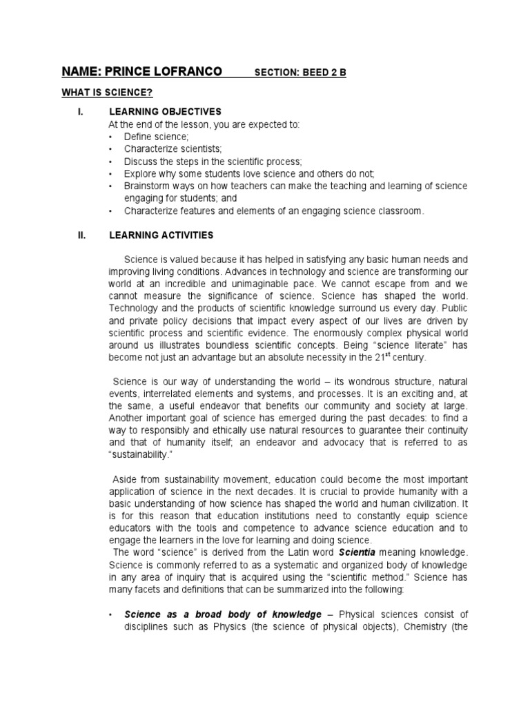 Sci 1 Modules Unit 1 WHAT IS SCIENCE | Download Free PDF | Science ...