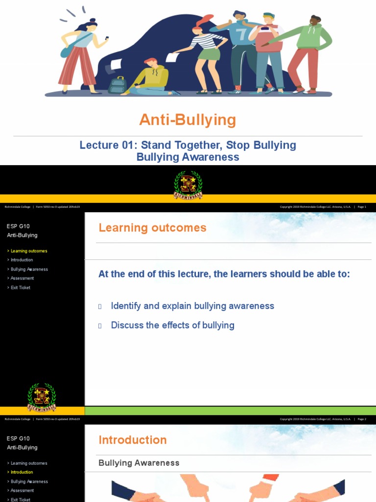 LP01 Stand Together Stop Bullying ESP G10 Richmindale Rev0 | PDF ...