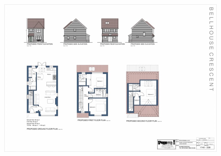 22B Proposed Floor Plans and Elevations 3 Bed Dwelling | PDF