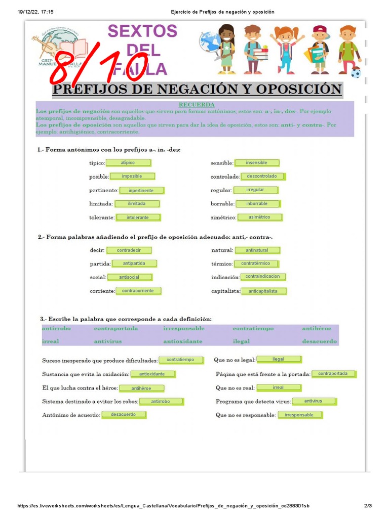 Vera.a Ejercicio de Prefijos de Negación y Oposición | PDF