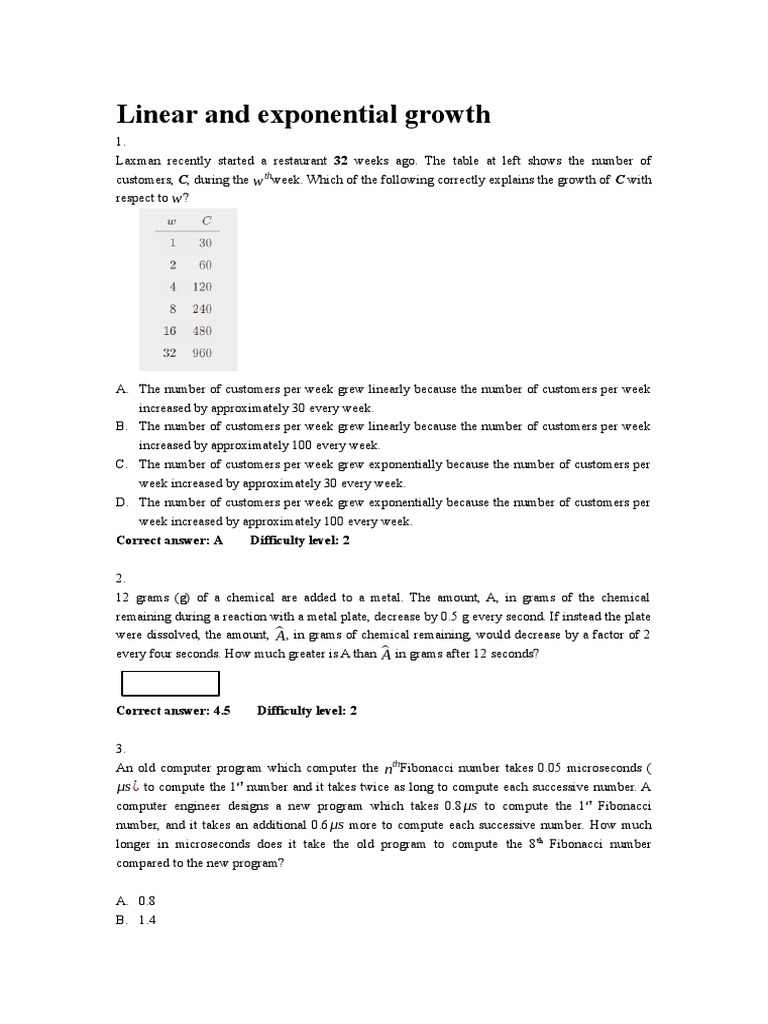 30.linear and Exponential Growth | PDF | Temperature | Interest