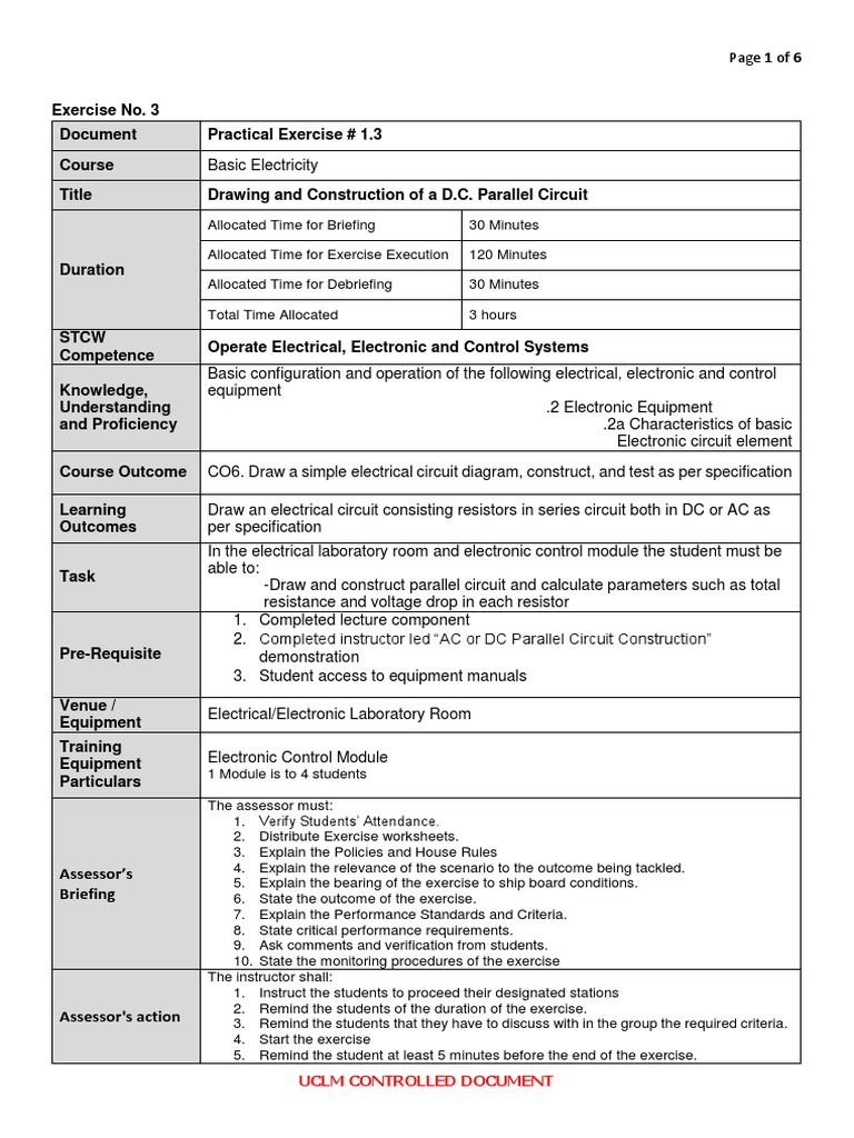 Electro 1 E3 Drawing and Construction of Electrical Circuit in Parallel | PDF | Direct Current ...