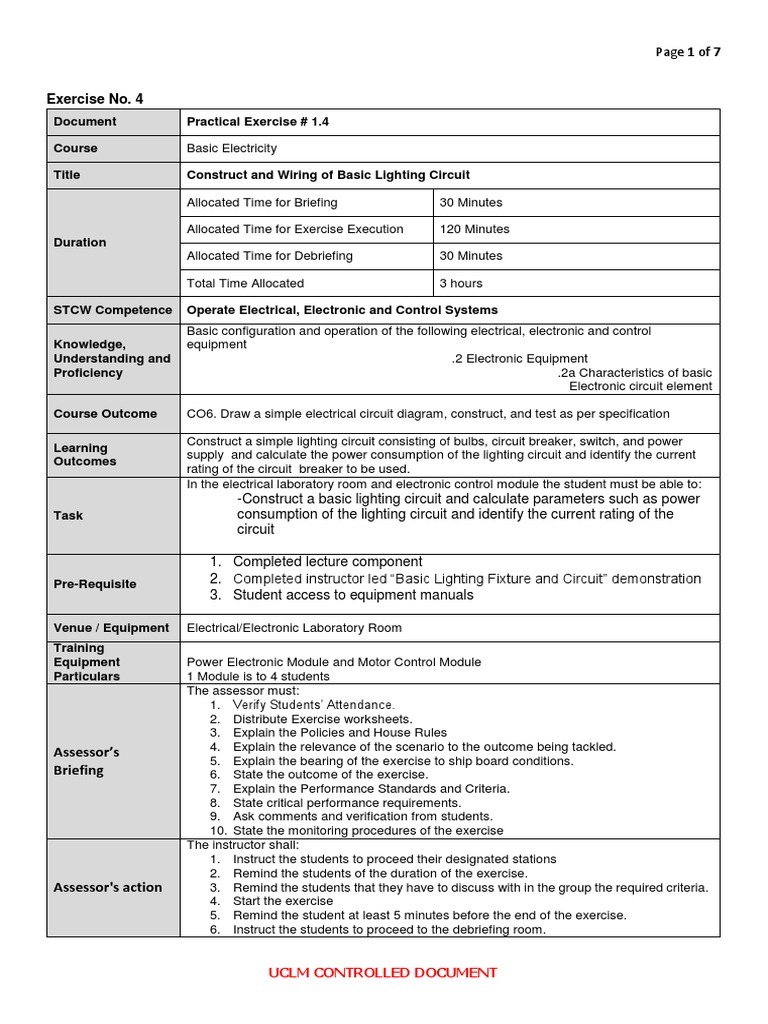 Electro 1 E4 Construction of Basic-Lighting Circuit | PDF | Series And ...