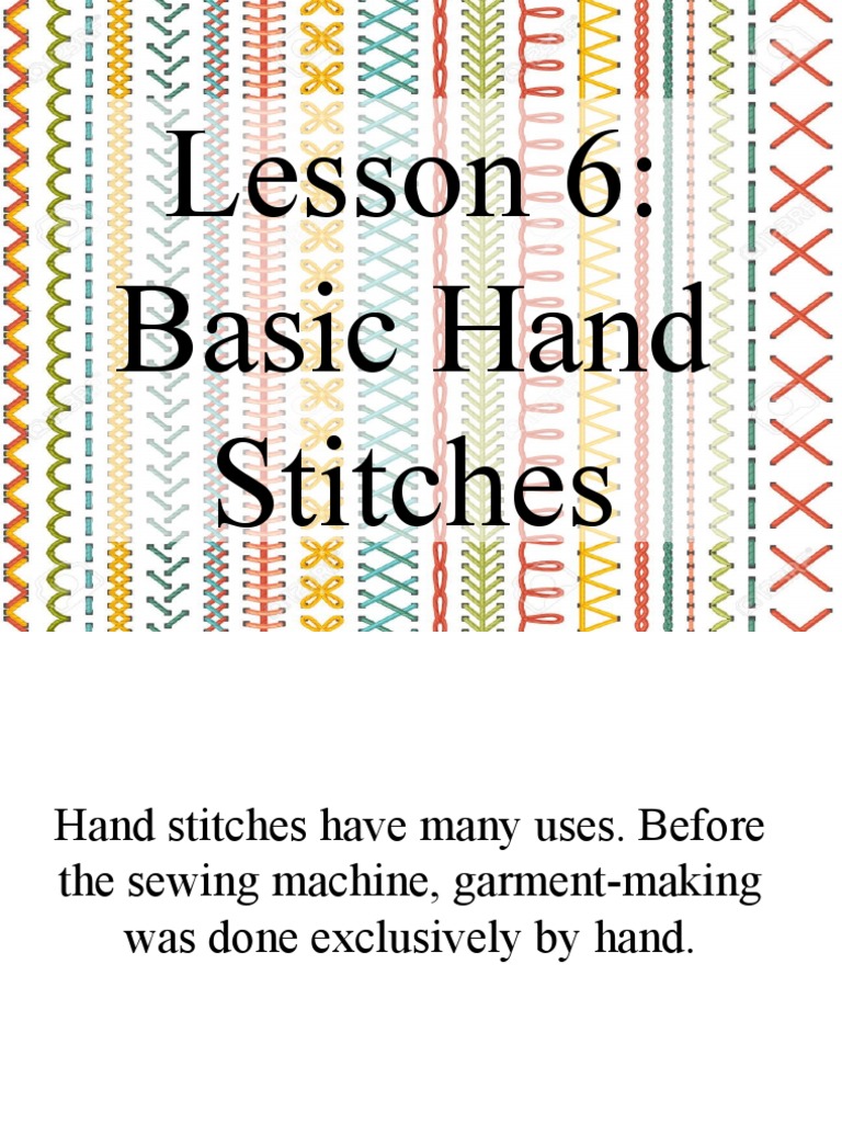 Basic Hand Stitches | PDF | Embroidery | Sewing