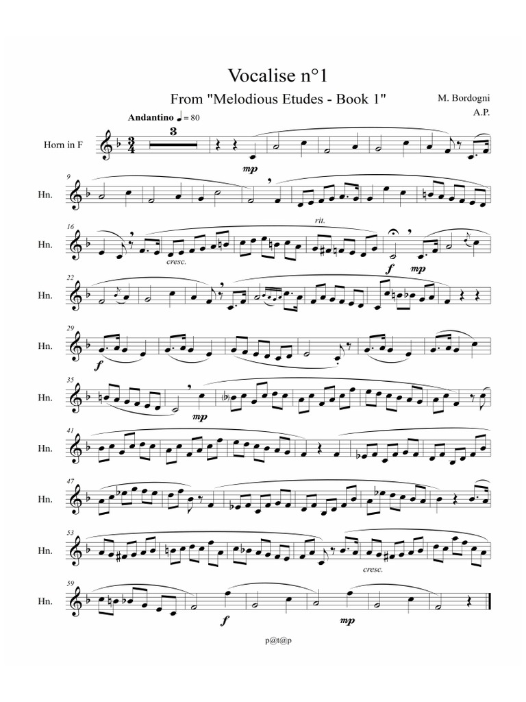 Bordogni - Melodious Etudes - Book 1 - Horn in F | PDF