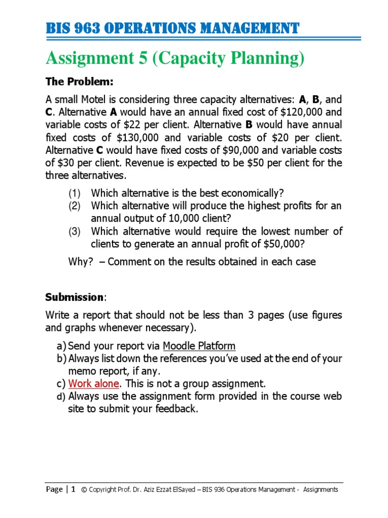 Assignment 5 - Capacity Planning | PDF