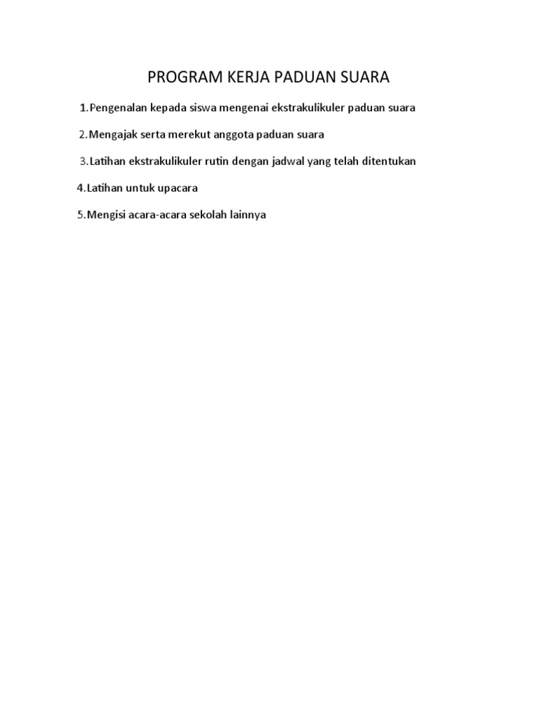 Program Kerja Paduan Suara | PDF