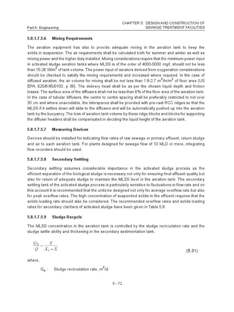 Air Mixing Requirement For Blowers - Chapter 5 - CPHEEO Sewage | PDF ...