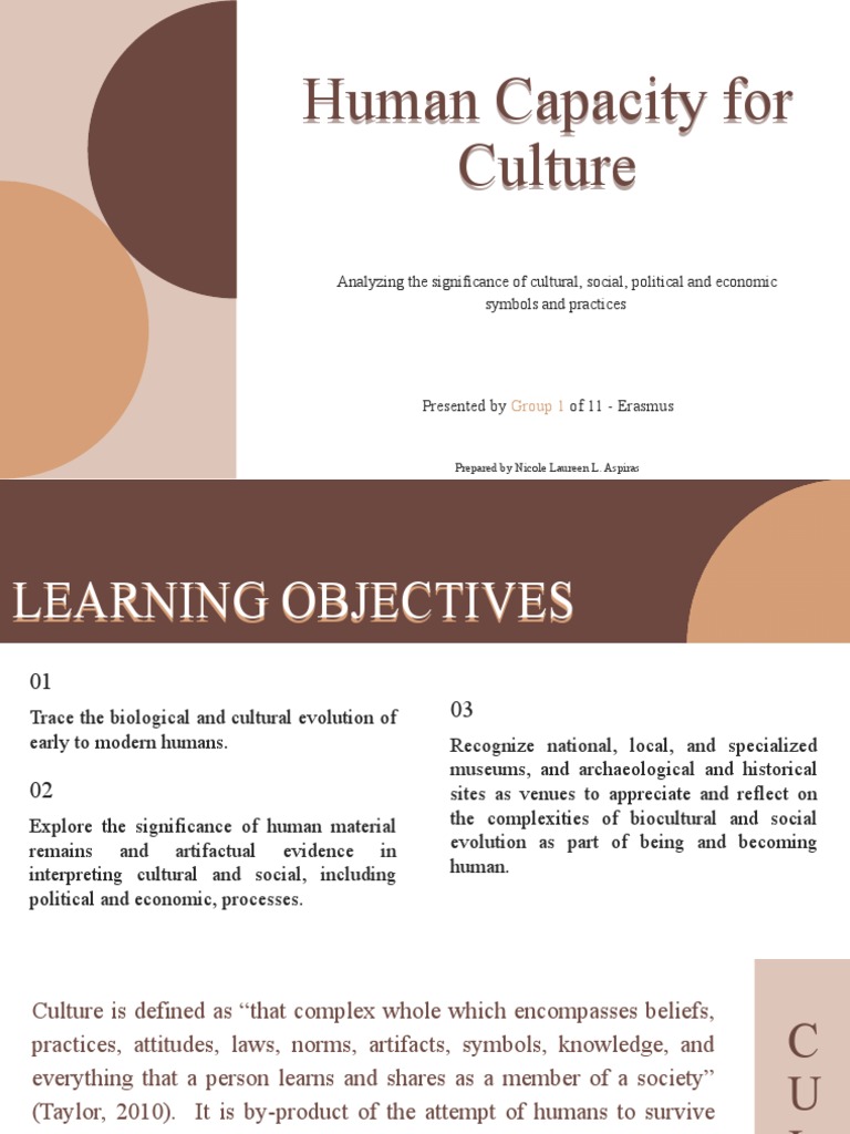 Human Capacity For Culture | PDF | Cultural Heritage | Homo