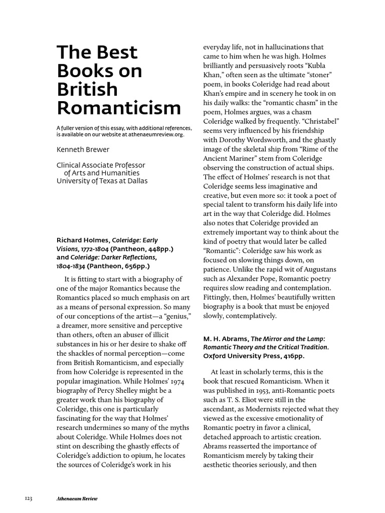 Kenneth Brewer British Romanticism | PDF | Romanticism | Samuel Taylor Coleridge