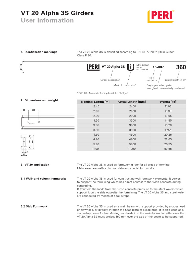 05 - VT 20 Alpha 3S Girder - User Information | PDF | Truss | Beam ...