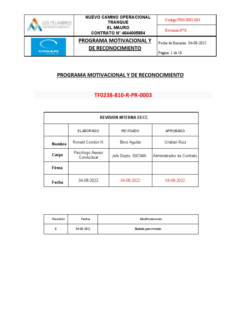 Programa Motivacional y de Reconocimiento Laboral Rev.0 | PDF | Motivación | Motivacional