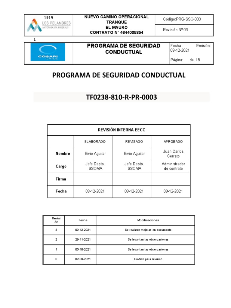 Plan y Programa de Seguridad Conductual | PDF | Comportamiento ...