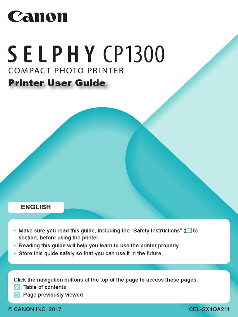 SELPHY CP1300 Printer User Guide EN | PDF | Printer (Computing) | Usb Flash Drive