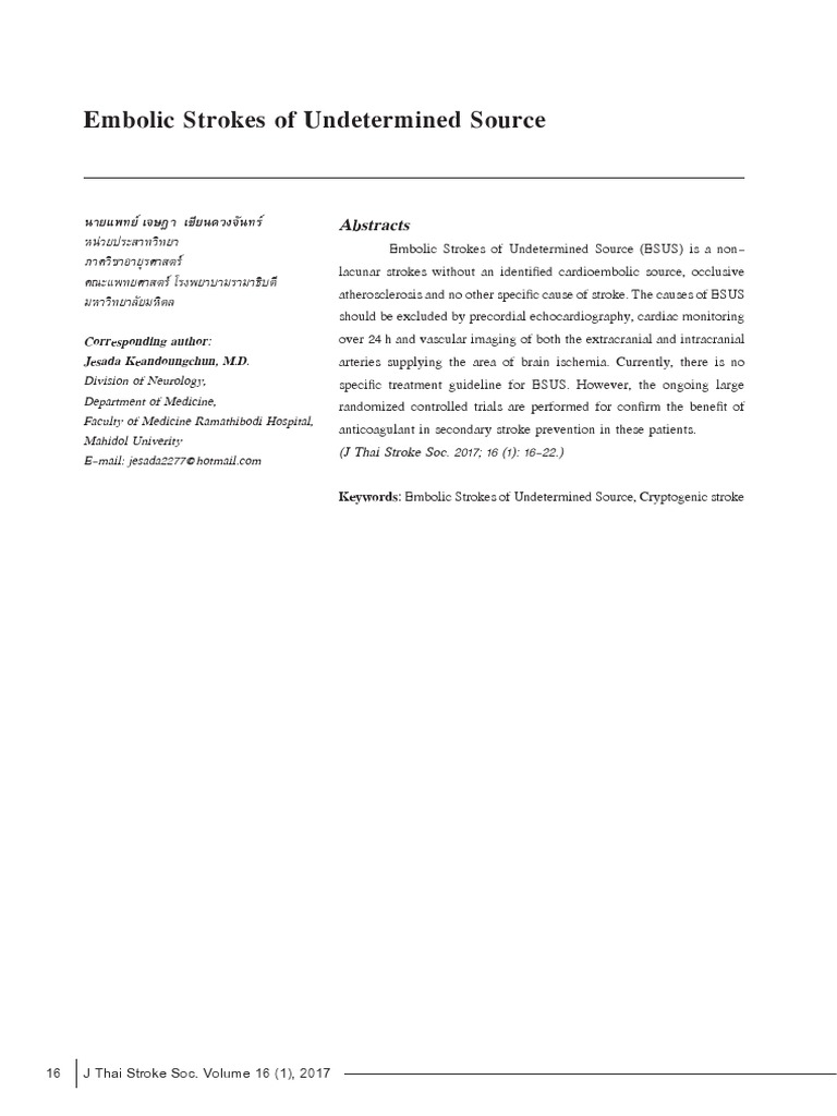 08 Embolic Strokes of Undetermined Source 30-03-60 | PDF