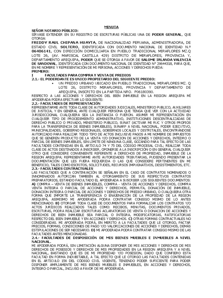 Minuta Poder General | PDF | Justicia | Crimen y violencia