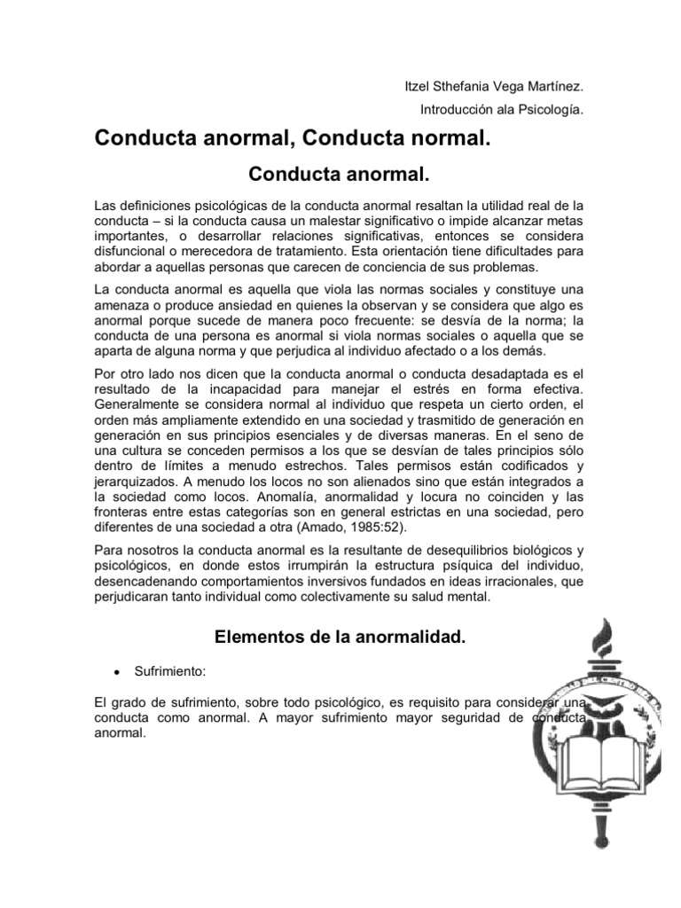 Conducta Normal y Anormal en Psicología | PDF | Comportamiento | Bienestar