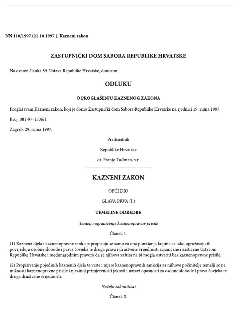 Kazneni Zakon | PDF
