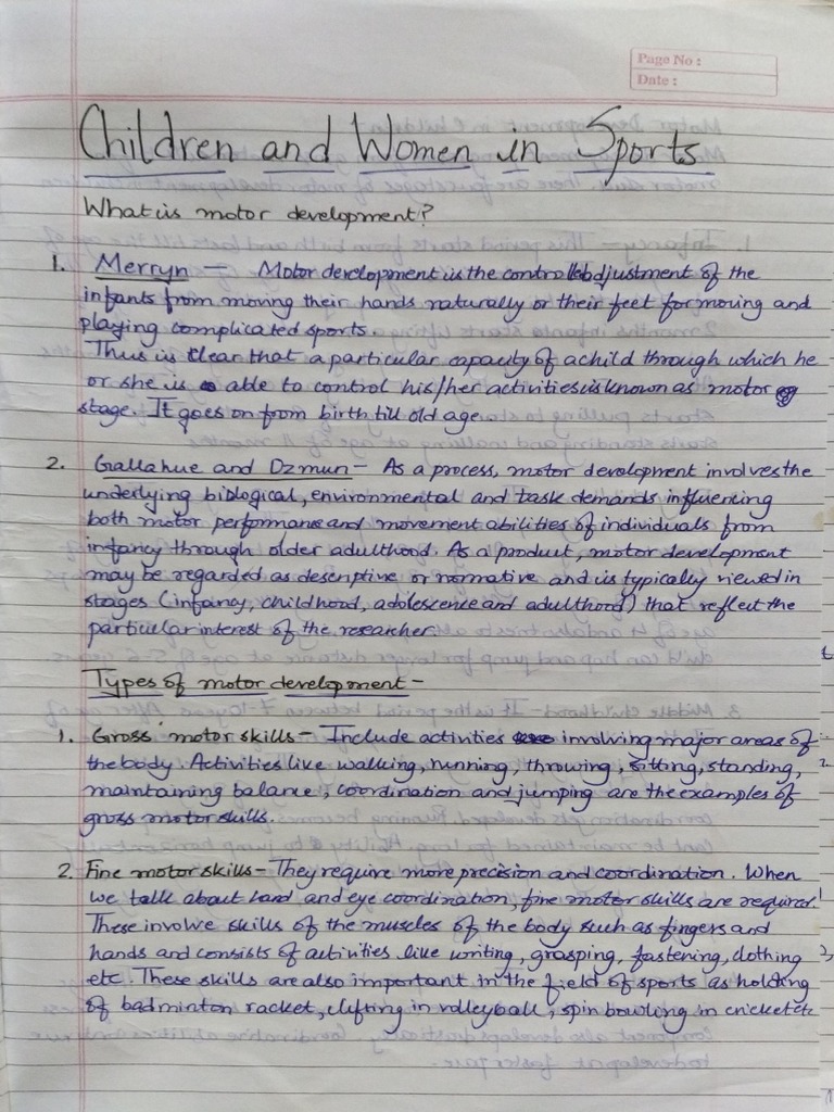 Children and Women in Sports Notes | PDF