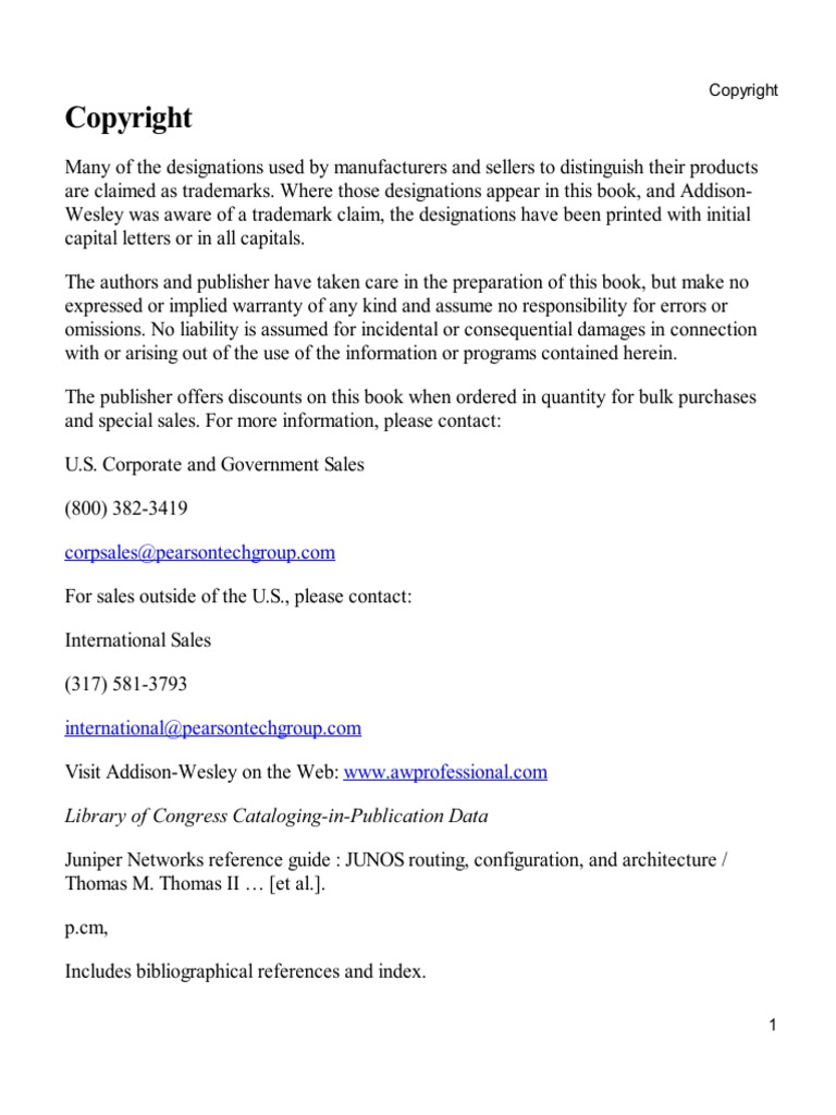 Juniper Networks Reference Guide Junos Routing Configuration And Architecture Pdf Quality