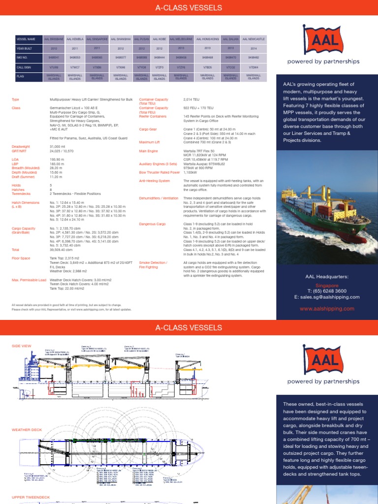 AAL Kobe Vessel Specifications | PDF | Cargo | Cargo Ship