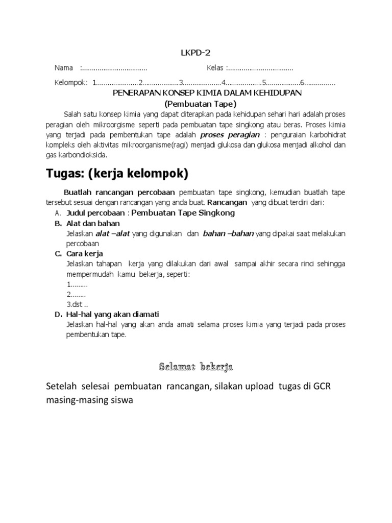 LKPD - 2 Pembuatan Tape | PDF