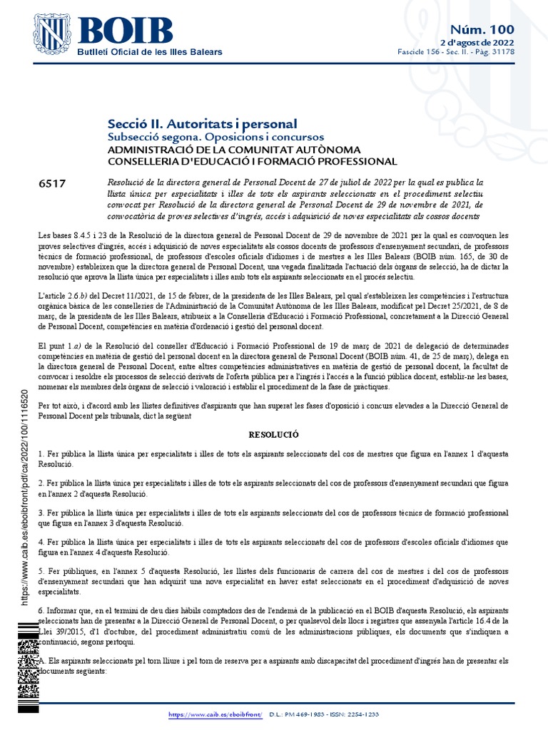 Resol Llista Unica CAT | PDF