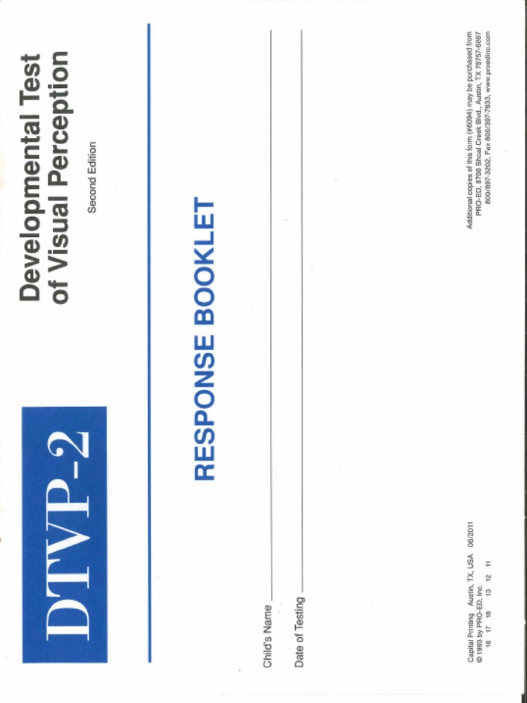 DTVP Response Booklet | PDF