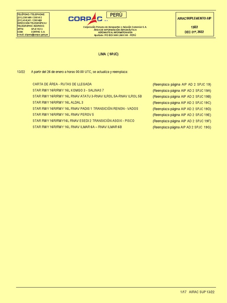 Suplemento AIP 13/22 - SPJC | PDF | Inalámbrico | Ingeniería de Sistemas