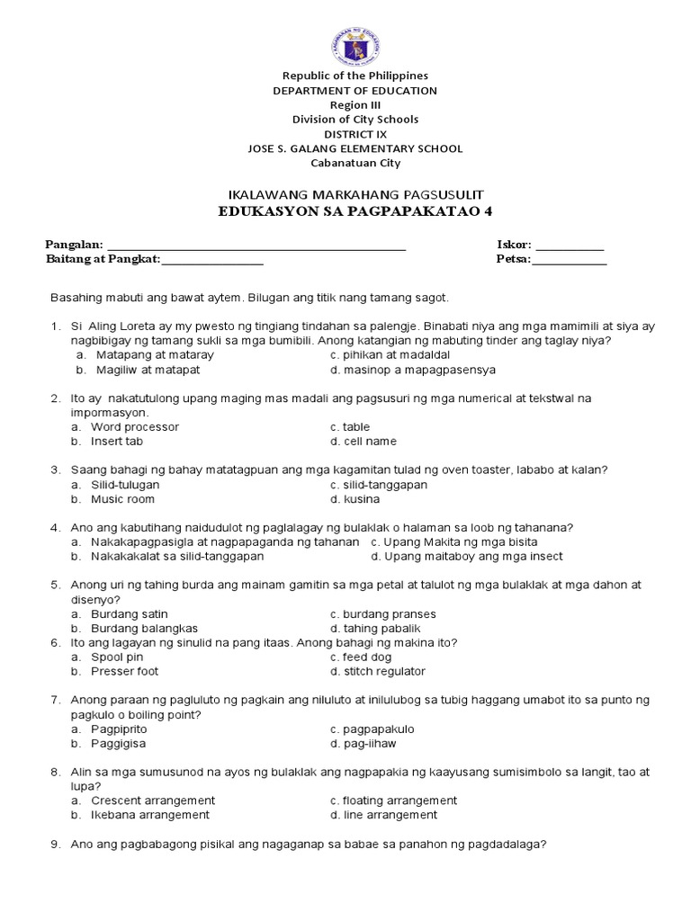 PT - Epp-He 5 - Q1 | PDF