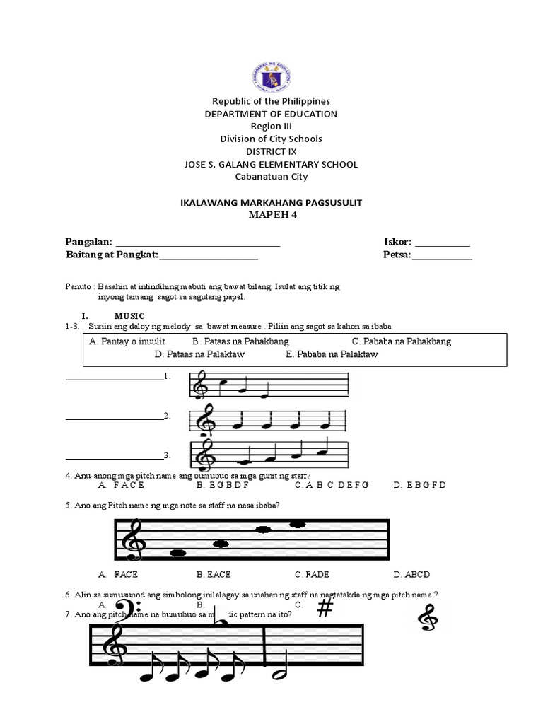 PT - Mapeh 4 - Q2 | PDF