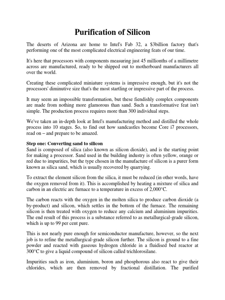 Purification of Silicon | PDF | Silicon | Wafer (Electronics)