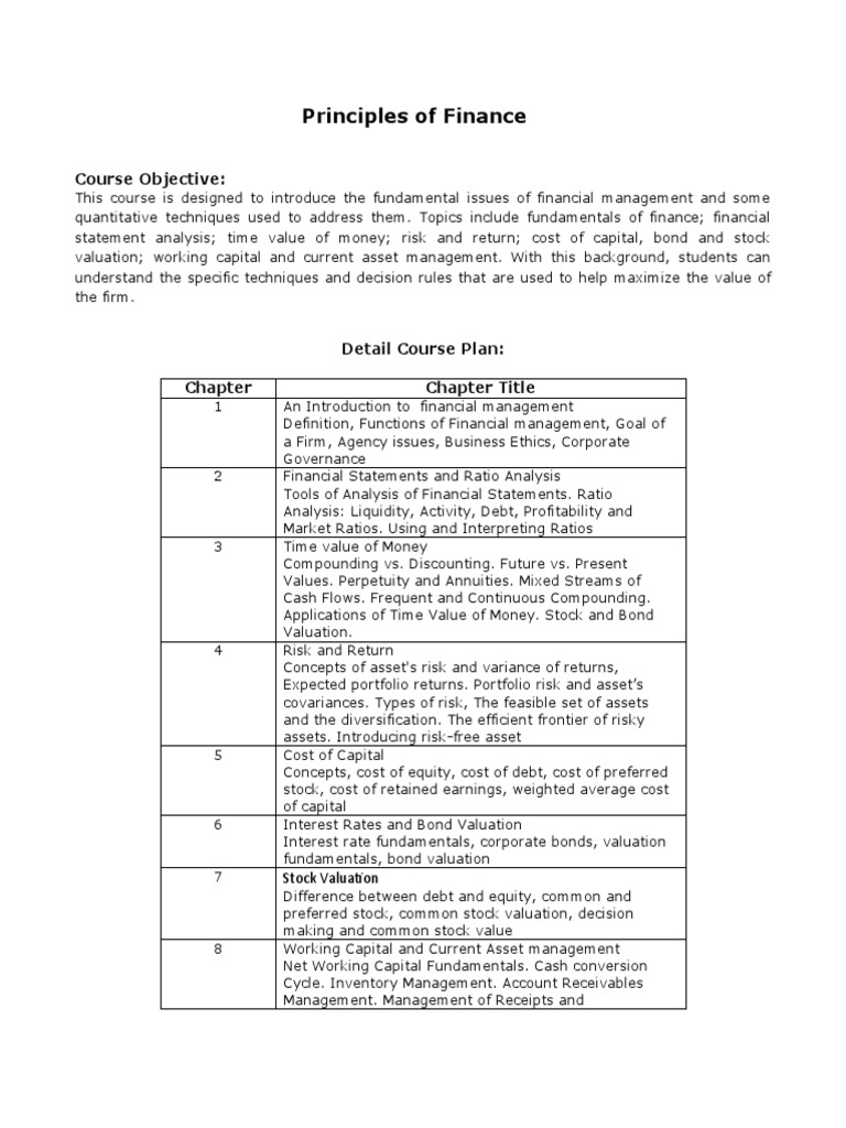 Principles of Finance | PDF | Valuation (Finance) | Cost Of Capital