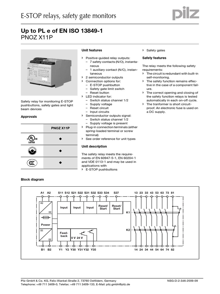 Pnoz x11p en | PDF | Relay | Switch