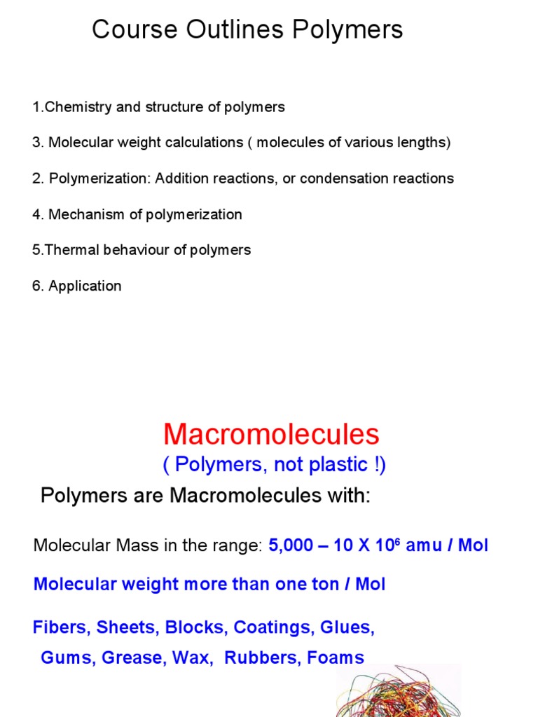 Polymers CH 101 (Updated Version) FALL 22 | PDF | Polymers | Polymerization