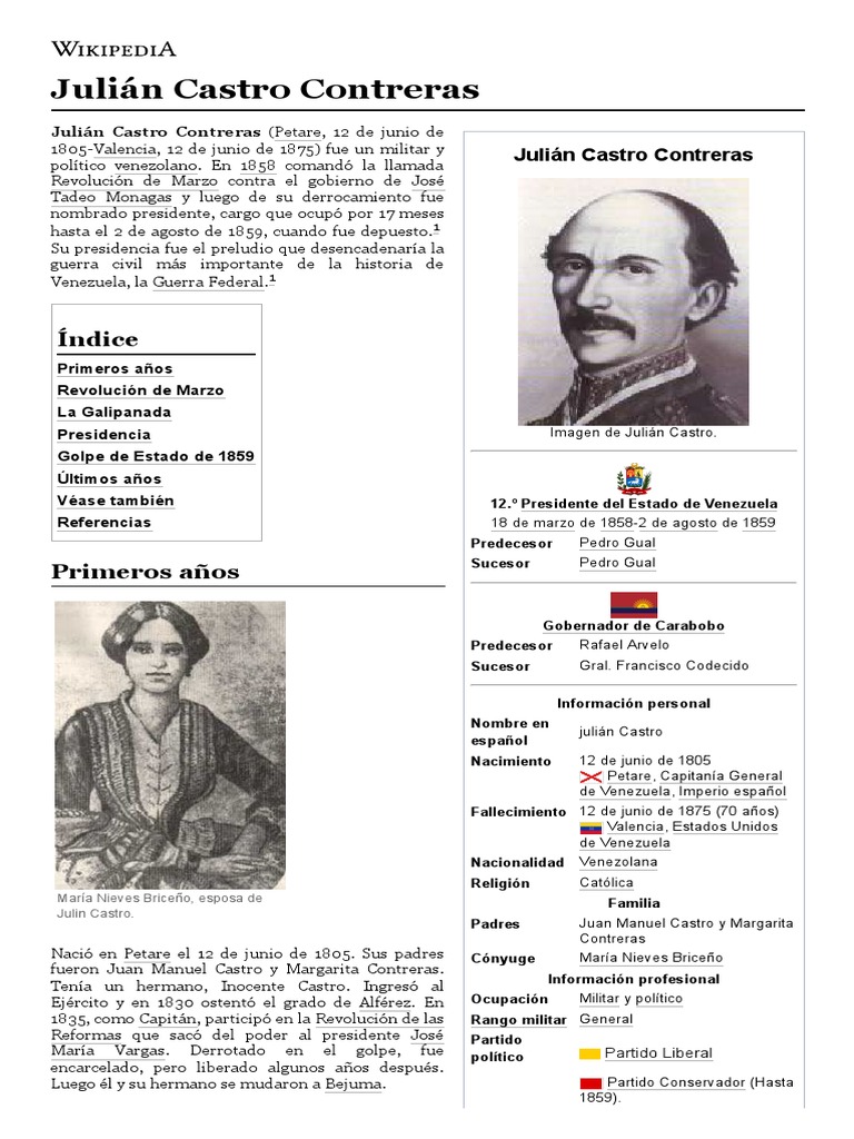 Julián Castro Contreras - Wikipedia, La Enciclopedia Libre | PDF ...