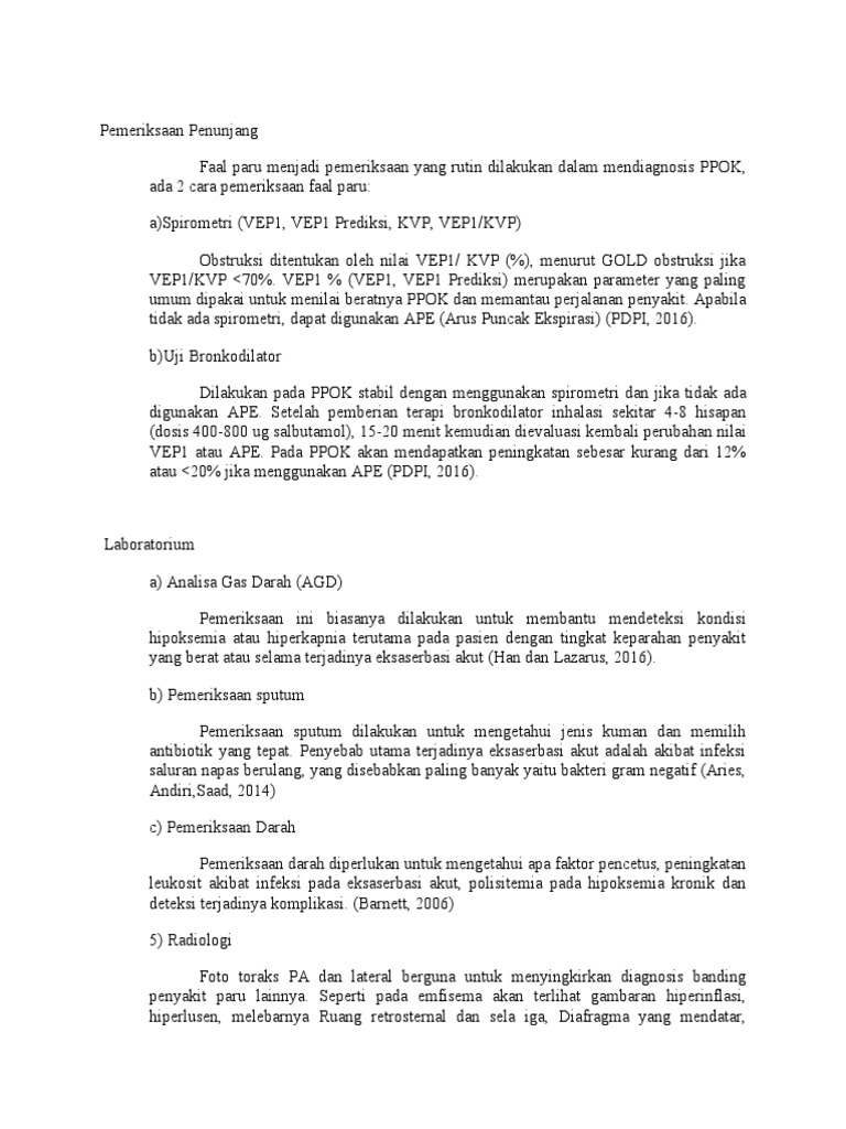 Pemeriksaan Penunjang Dan Lab PPOK | PDF | Sains & Matematika