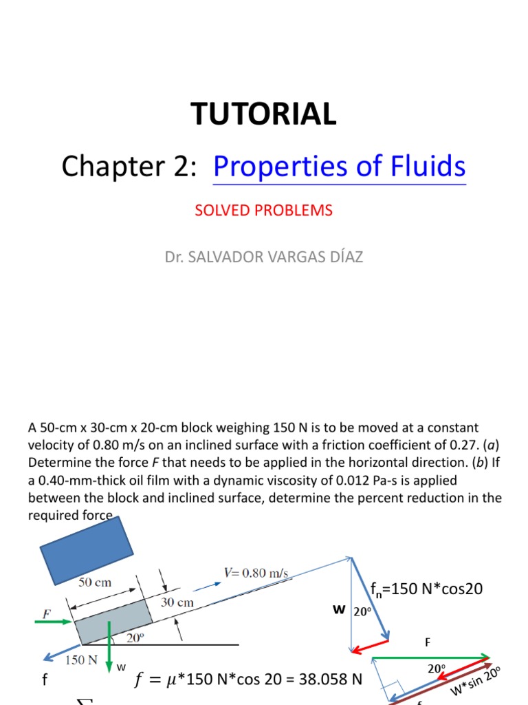 Tutorial 2-Fluid Properties - Solved Problems-2021-Ii | PDF | Force | Pascal (Unit)