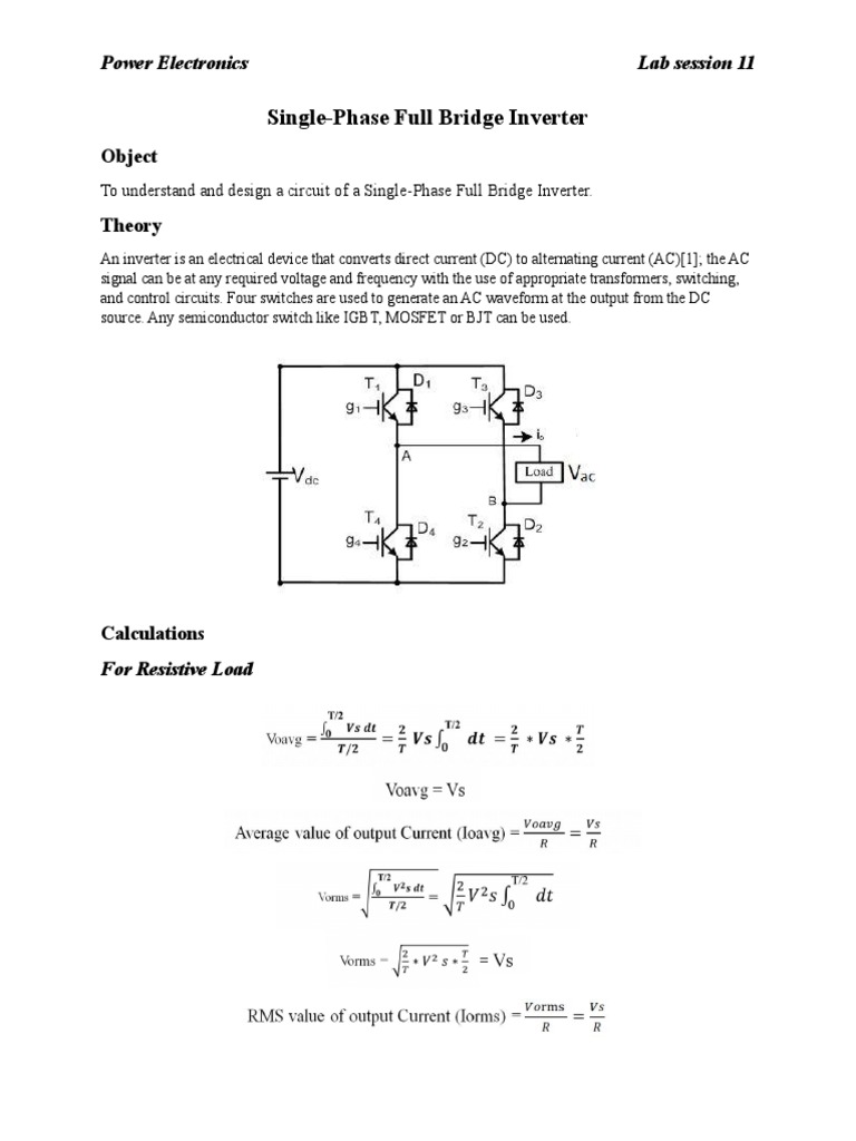 Single-Phase Full Bridge Inverter Design | PDF | Teaching Methods ...