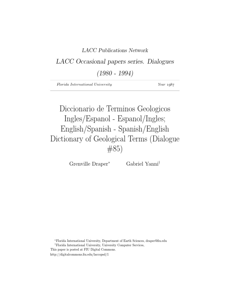 Geological Terms Dictionary: Eng/Span | PDF | Language Arts ...