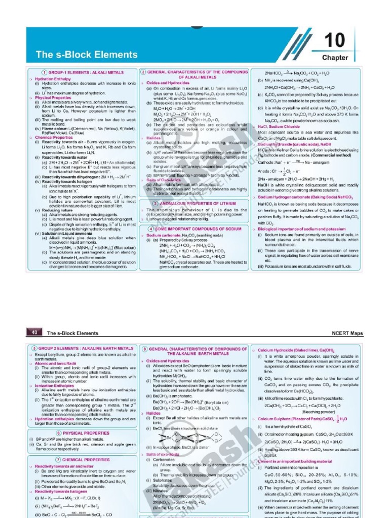 S Block Elements | PDF